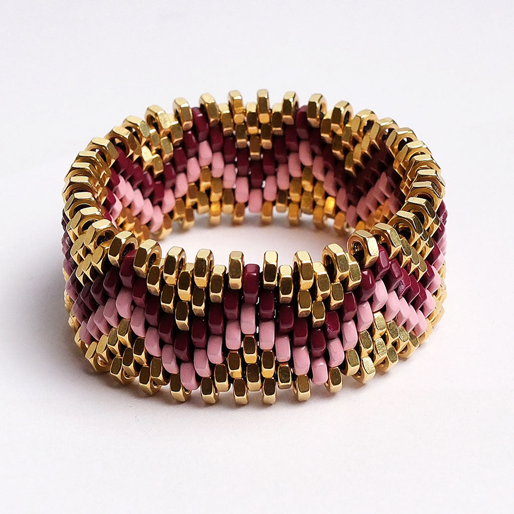 Nadia Gold - Berry and Blush Pink Small Zig Zag Cuff– Alice Menter